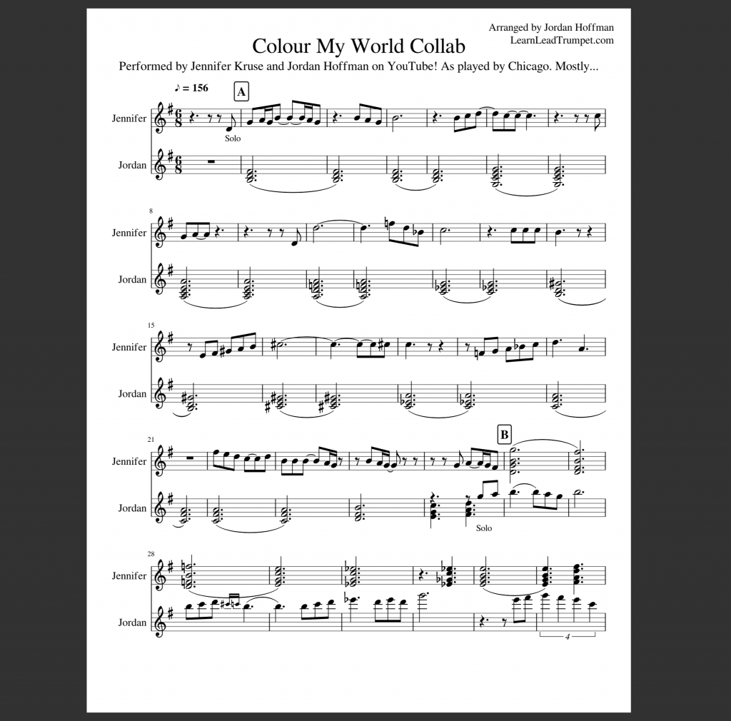 COLOUR MY WORLD Collab Sheet Music/ Pro Audio Track Jennifer Kruse ...